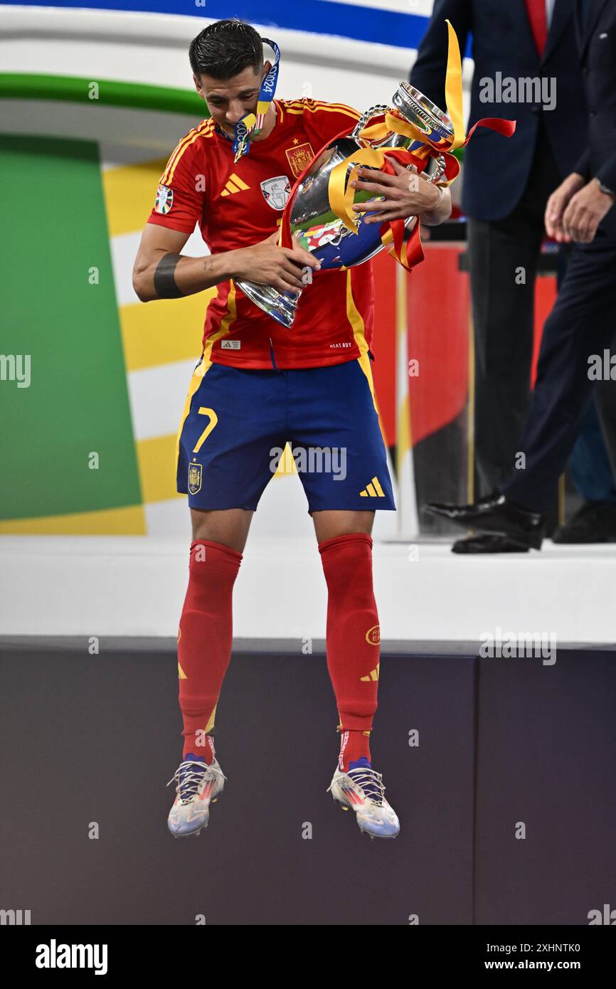 BERLIN, GERMANY - JULY 14: Alvaro Morata of Spain celebrates with the ...