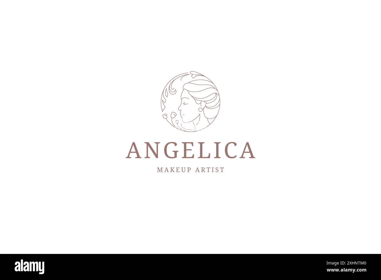 Romantic botanical woman face with flower hair line logo design ...