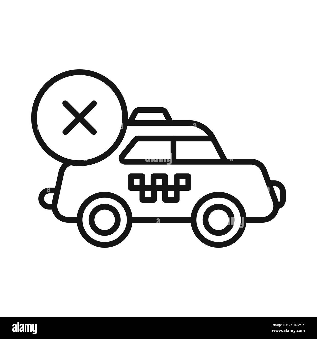 Cancel ordered taxi icon Black line art vector in black and white ...
