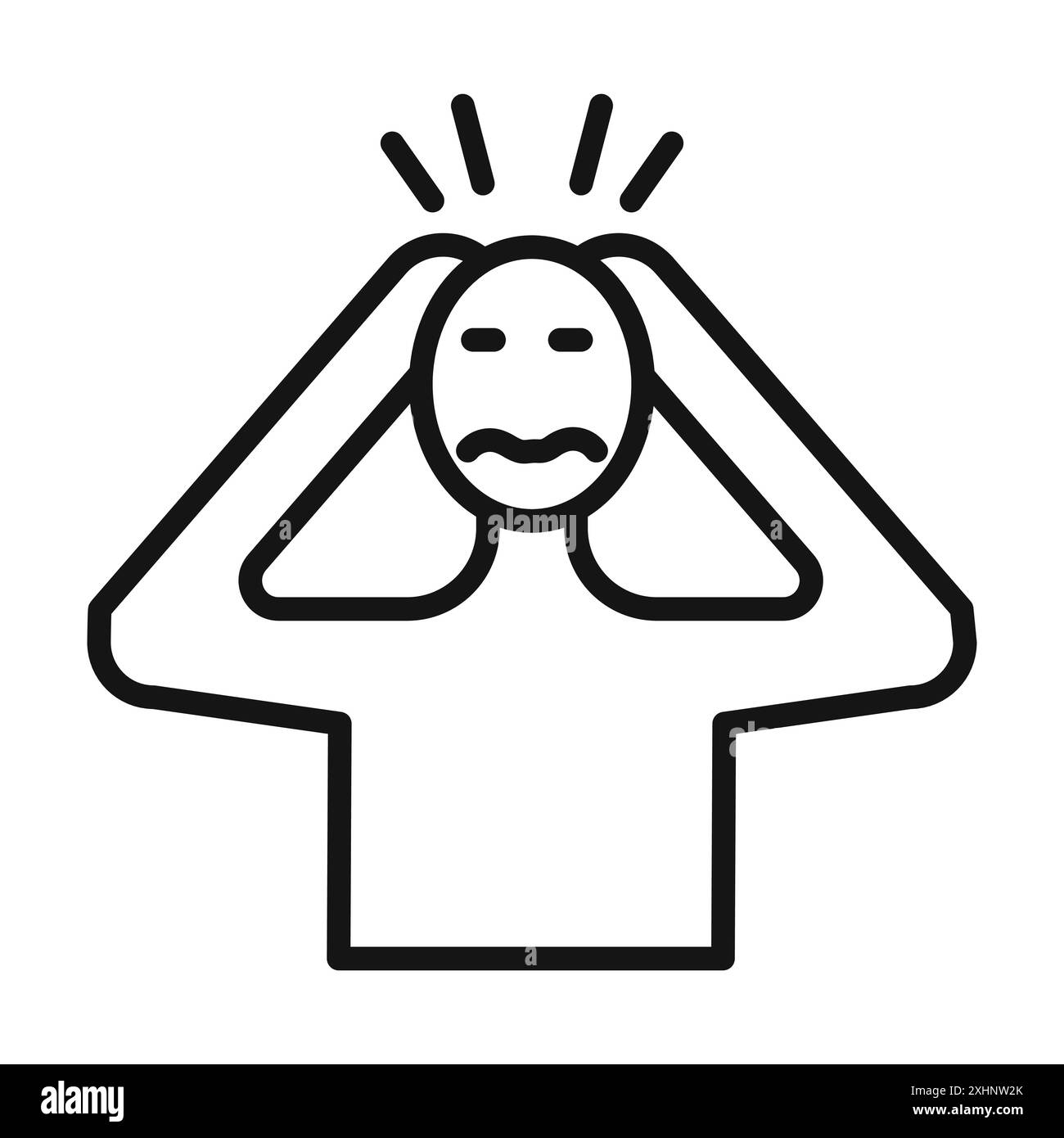 Anxiety icon Black line art vector in black and white outline set ...