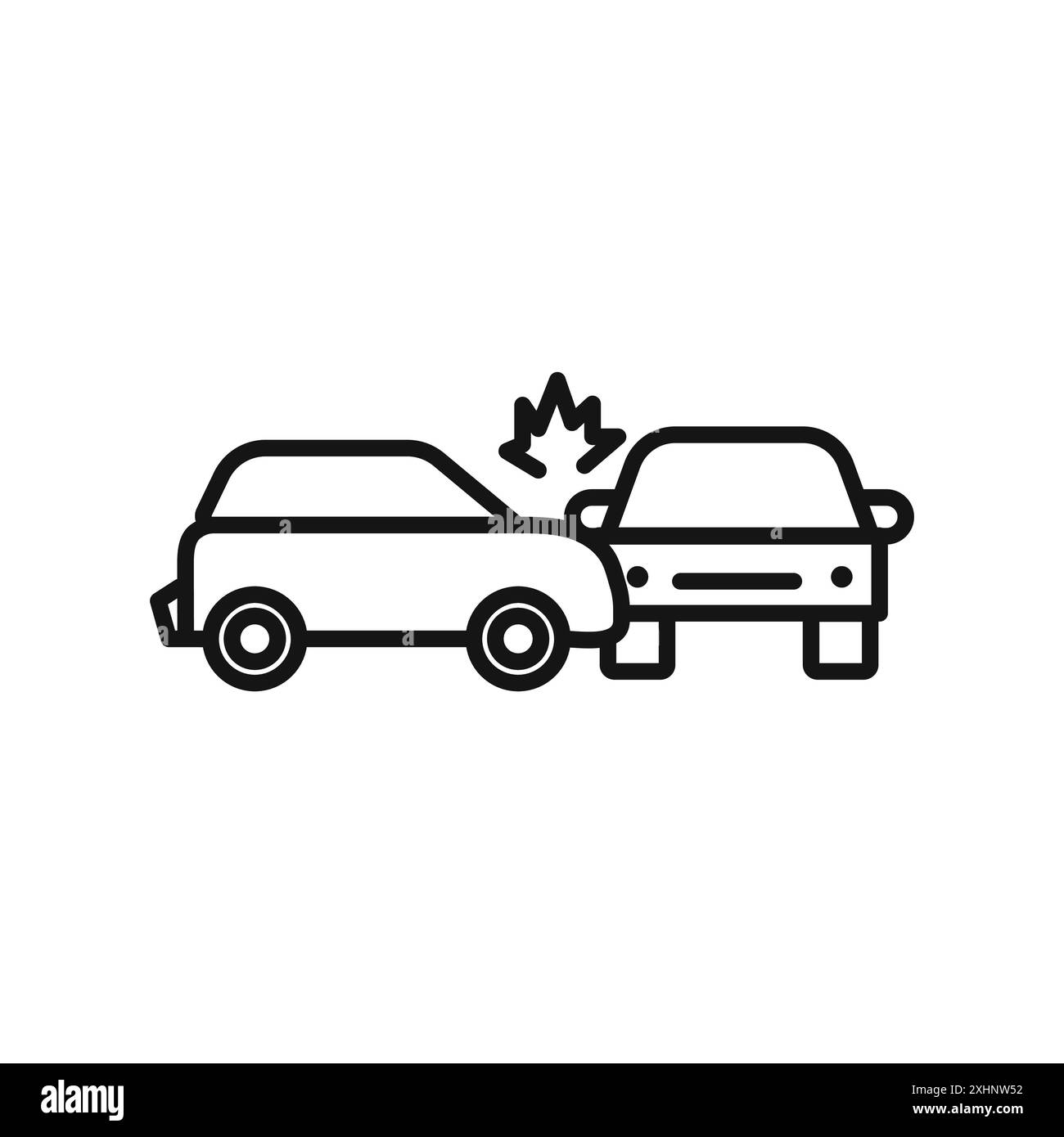 car side crash icon Black line art vector in black and white outline ...