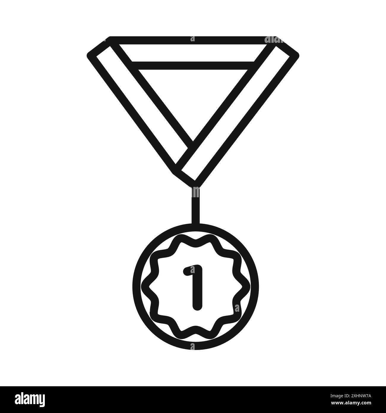 Award reward medal icon Black line art vector in black and white ...