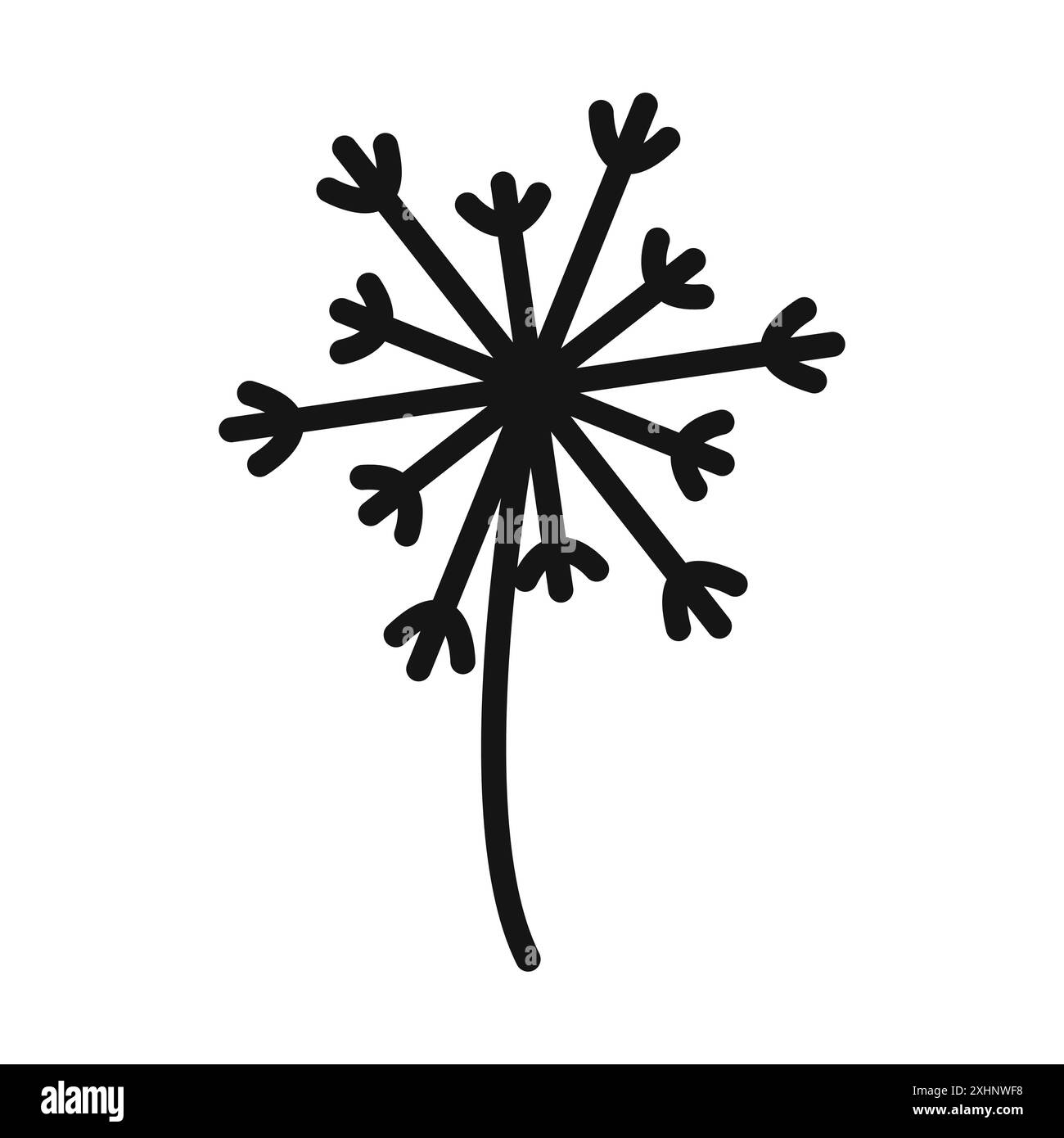 dandelion icon Black line art vector in black and white outline set ...