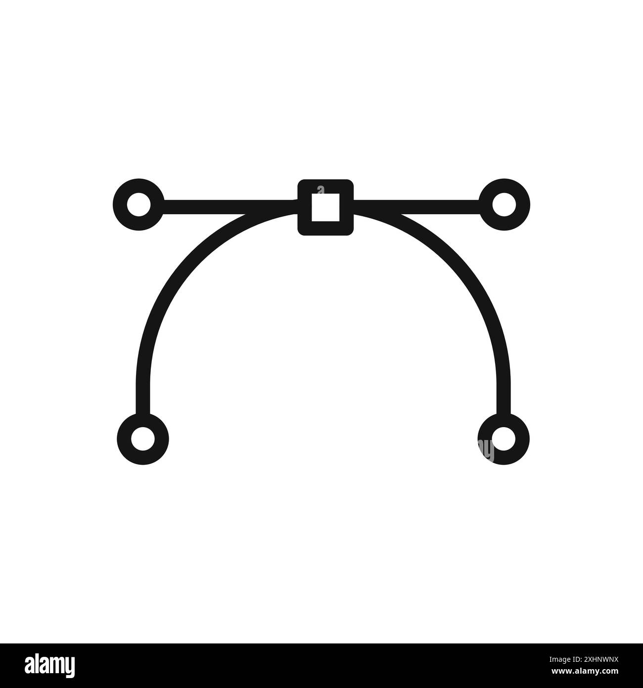 Bezier curve icon Black line art vector in black and white outline set collection sign Stock ...