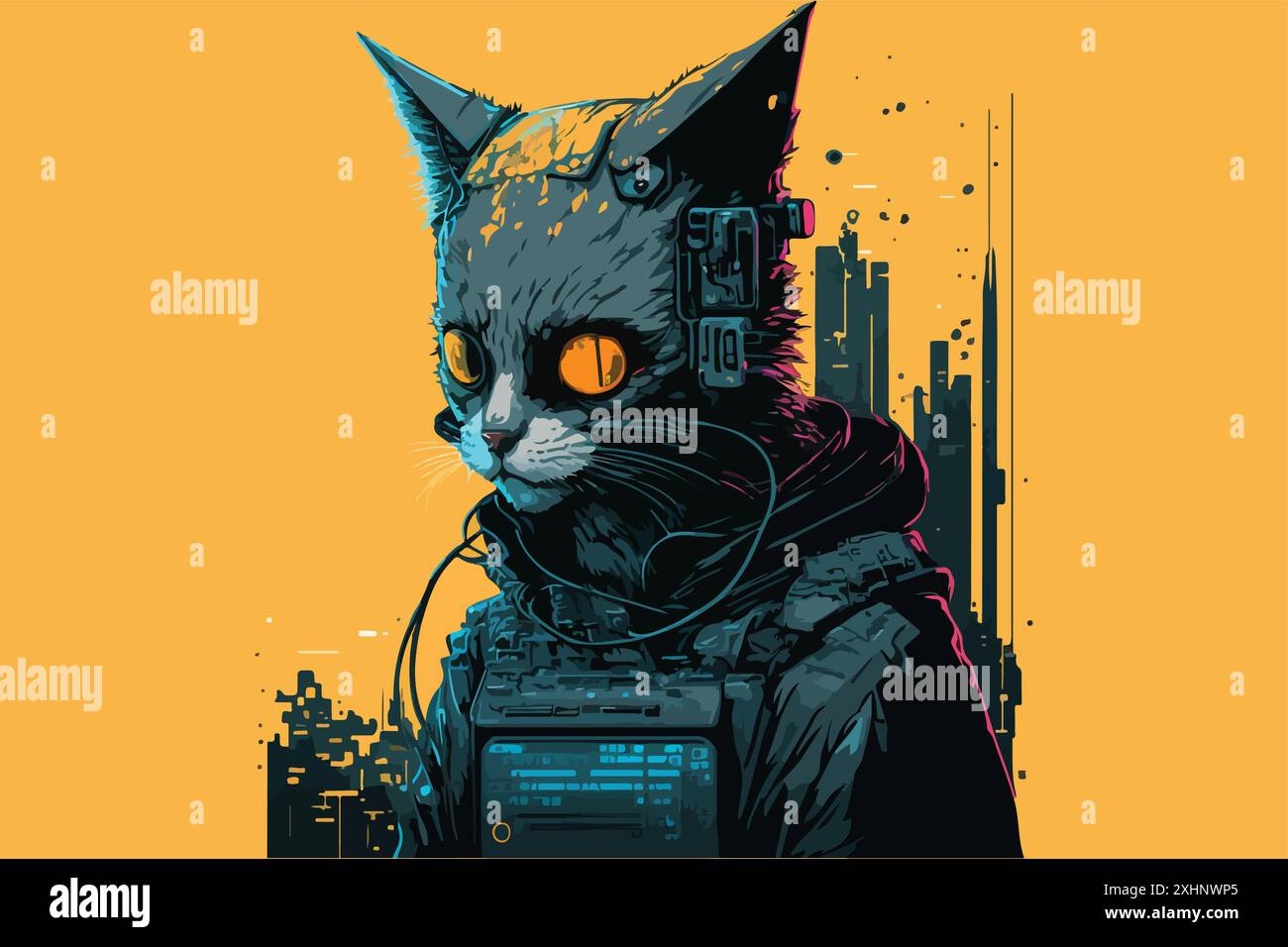 Cyberpunk cat helmet Stock Vector Images - Alamy
