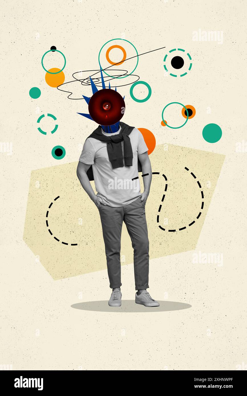 Vertical collage 3d pinup pop retro sketch image of curious guy peep ...