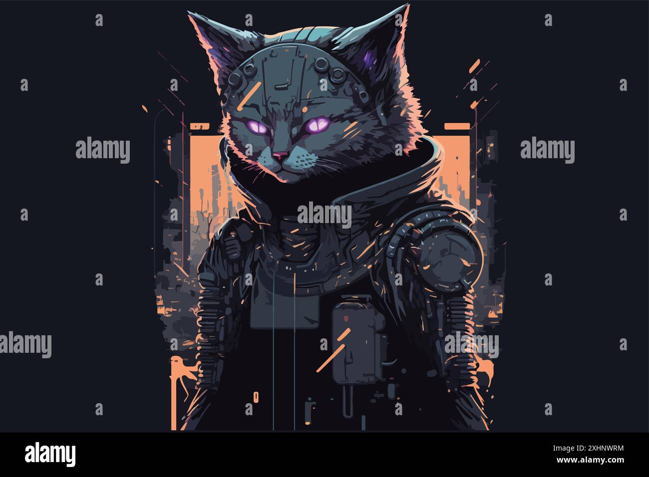 Cyberpunk cat helmet Stock Vector Images - Alamy