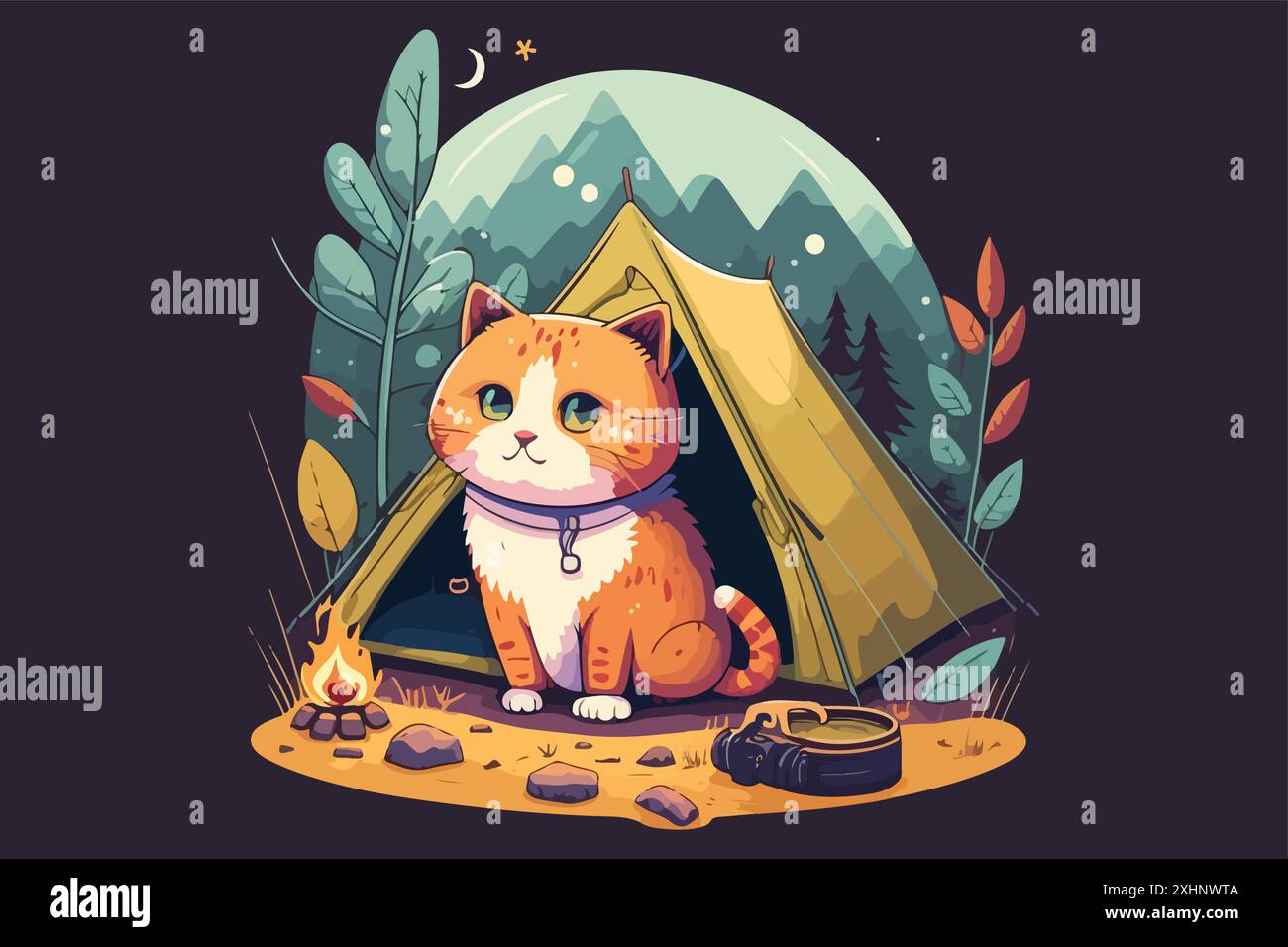 Camping Cartoon Cats Camping Cat Stock Illustrations – 1,482 Camping