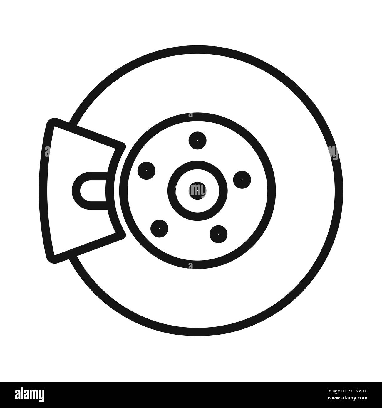 Car brake disk with caliper icon Black line art vector in black and ...