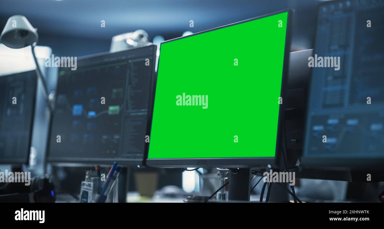 Empty Software Developer Office Workplace with a Desk with Computer ...