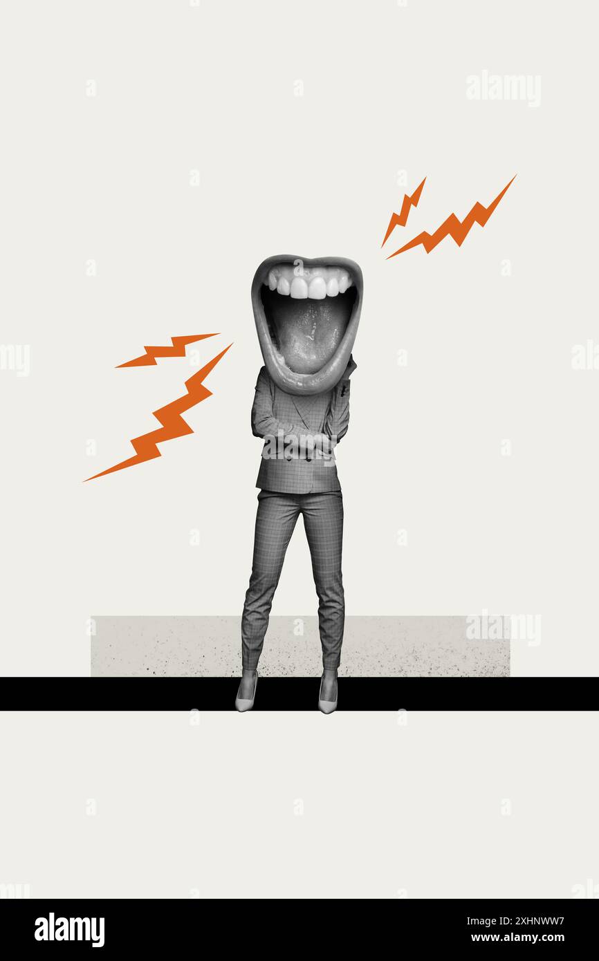 Vertical collage image headless psychedelic concept caricature lady ...