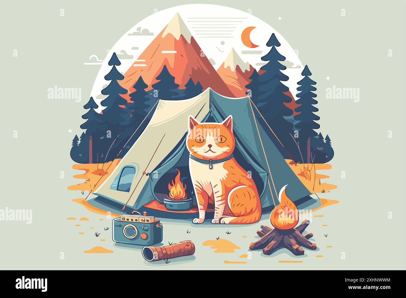 Cat Camping vector illustration Stock Vector Image & Art - Alamy