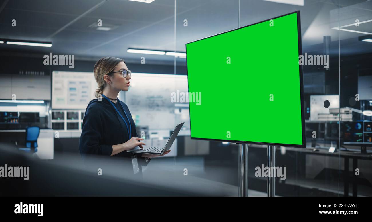 Beautiful Lead Software Engineer Standing Alone in a Meeting Room ...