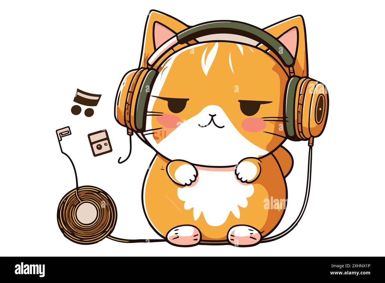 Cat wearing headphones vector illustration Stock Vector Image & Art - Alamy