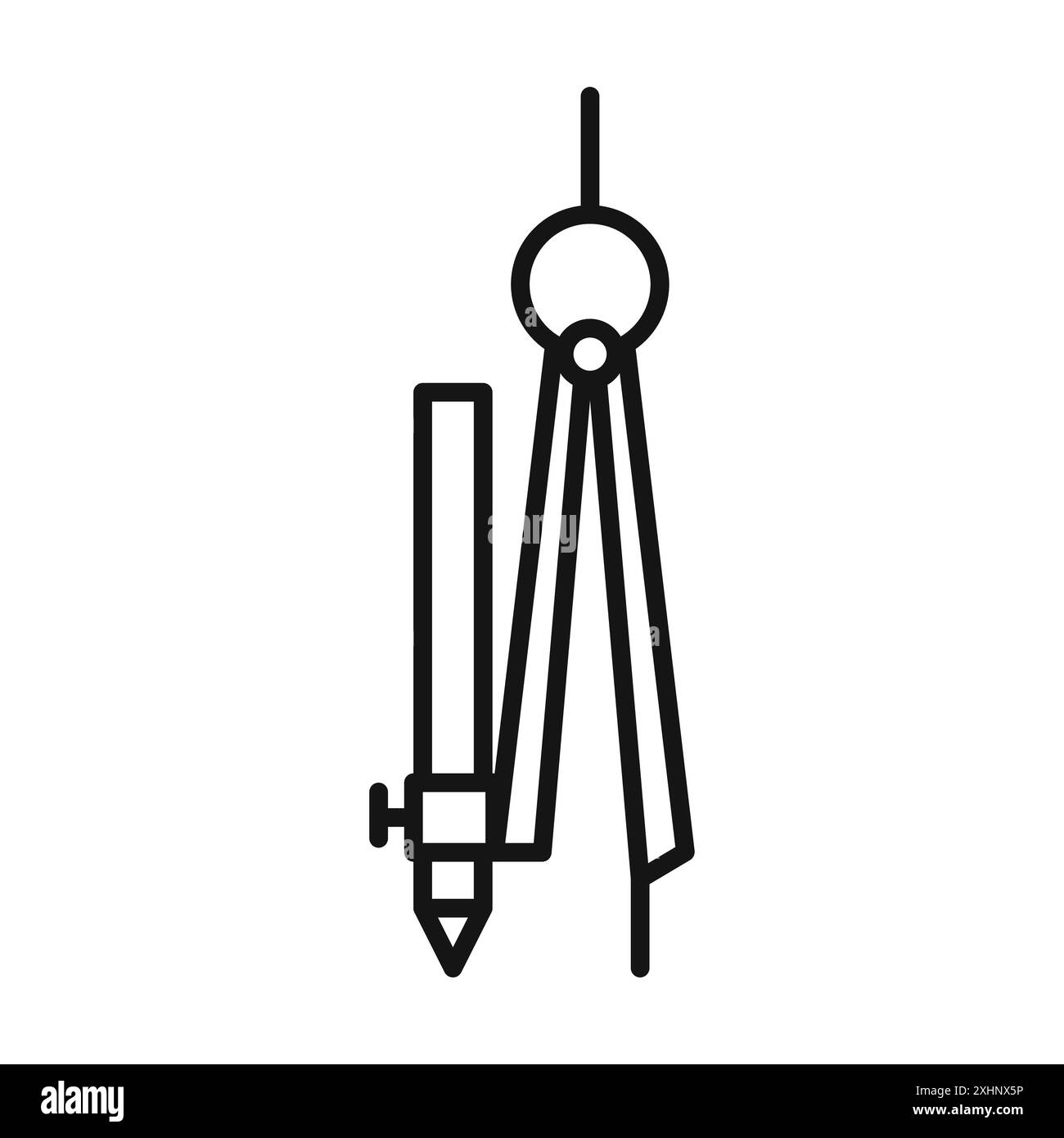 drawing compass icon Black line art vector in black and white outline ...