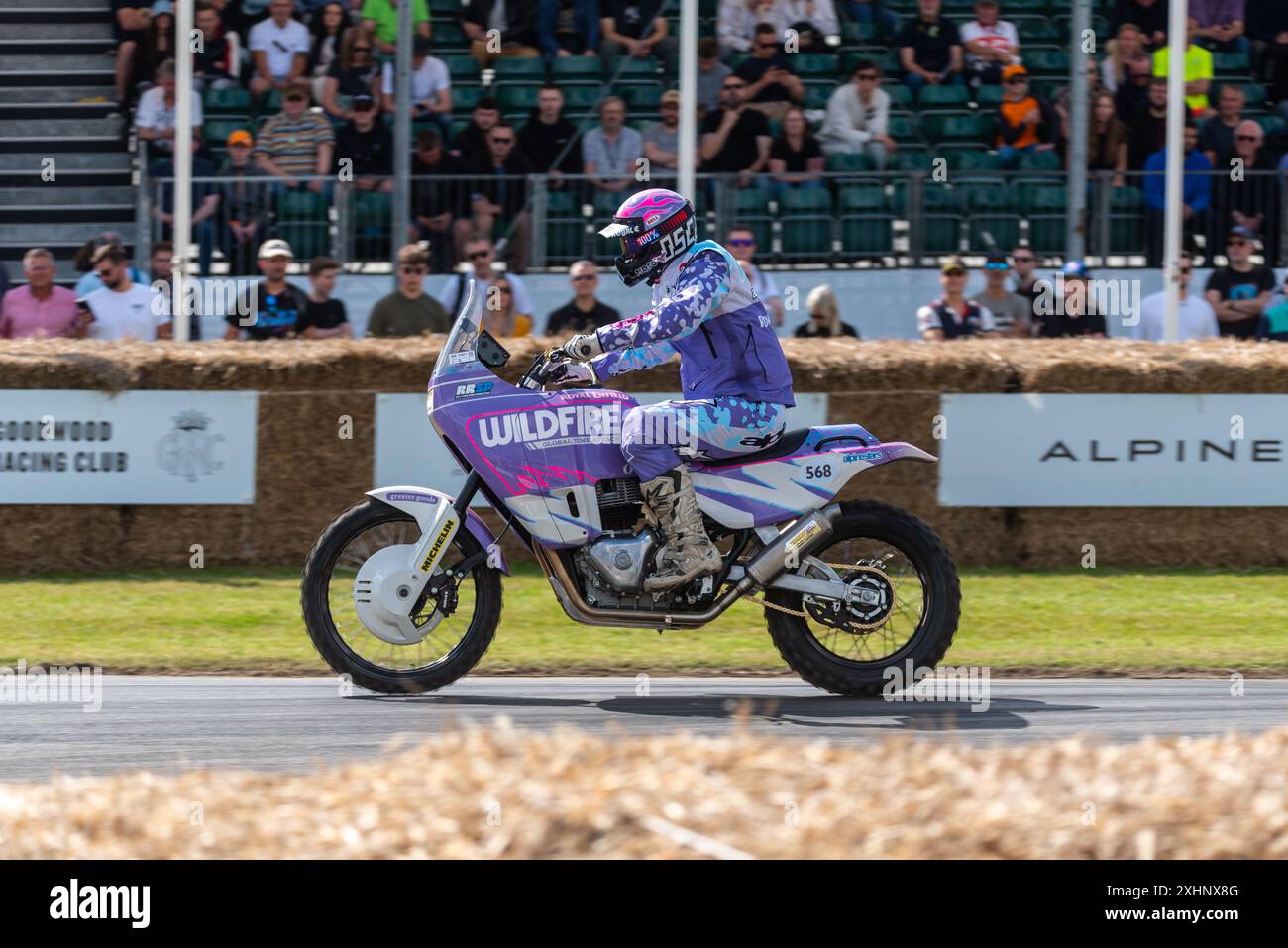 Royal Enfield Interceptor 650 Twin motorcycle riding up the hill climb ...