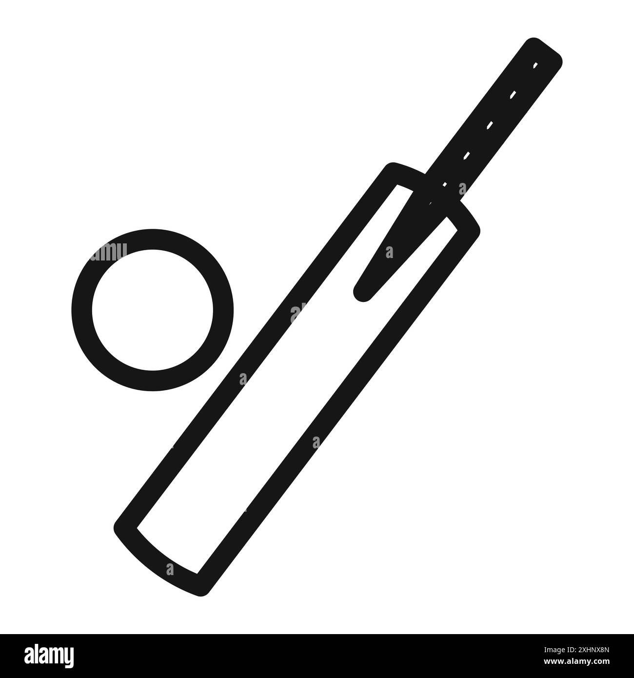Cricket Bat ball icon Black line art vector in black and white outline set collection sign Stock ...