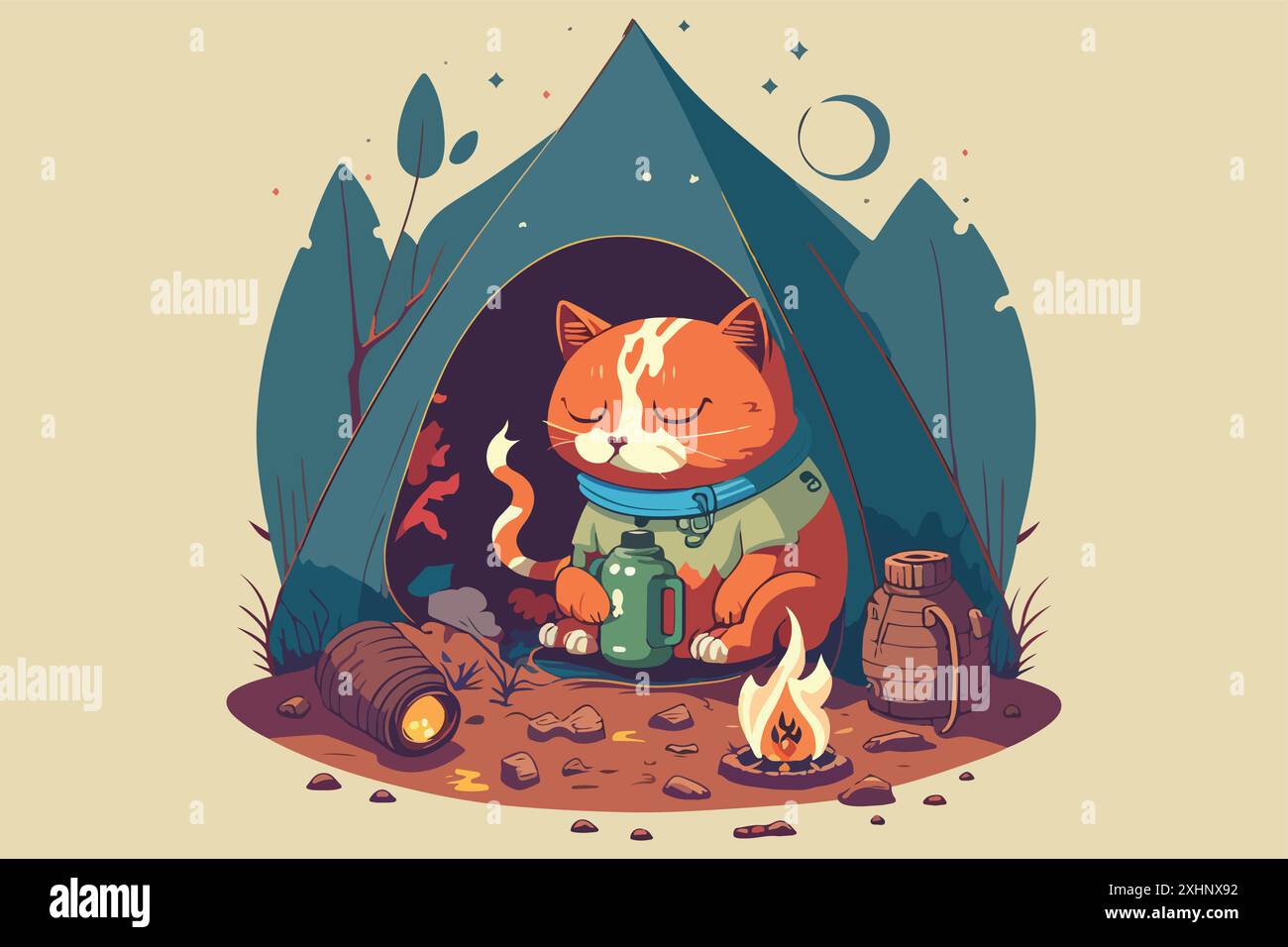 Cat Camping vector illustration Stock Vector Image & Art - Alamy