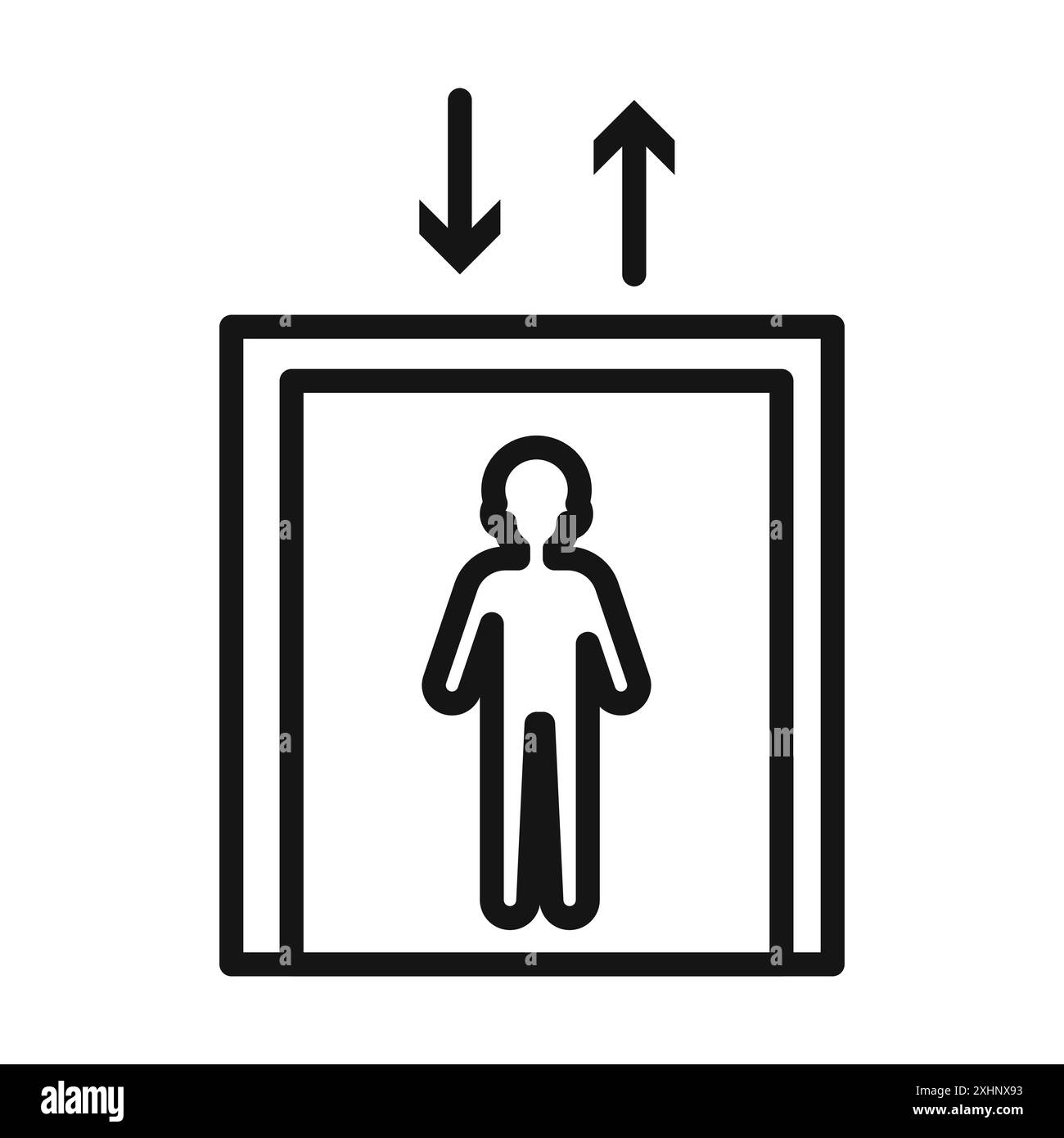 elevator lift icon Black line art vector in black and white outline set collection sign Stock ...