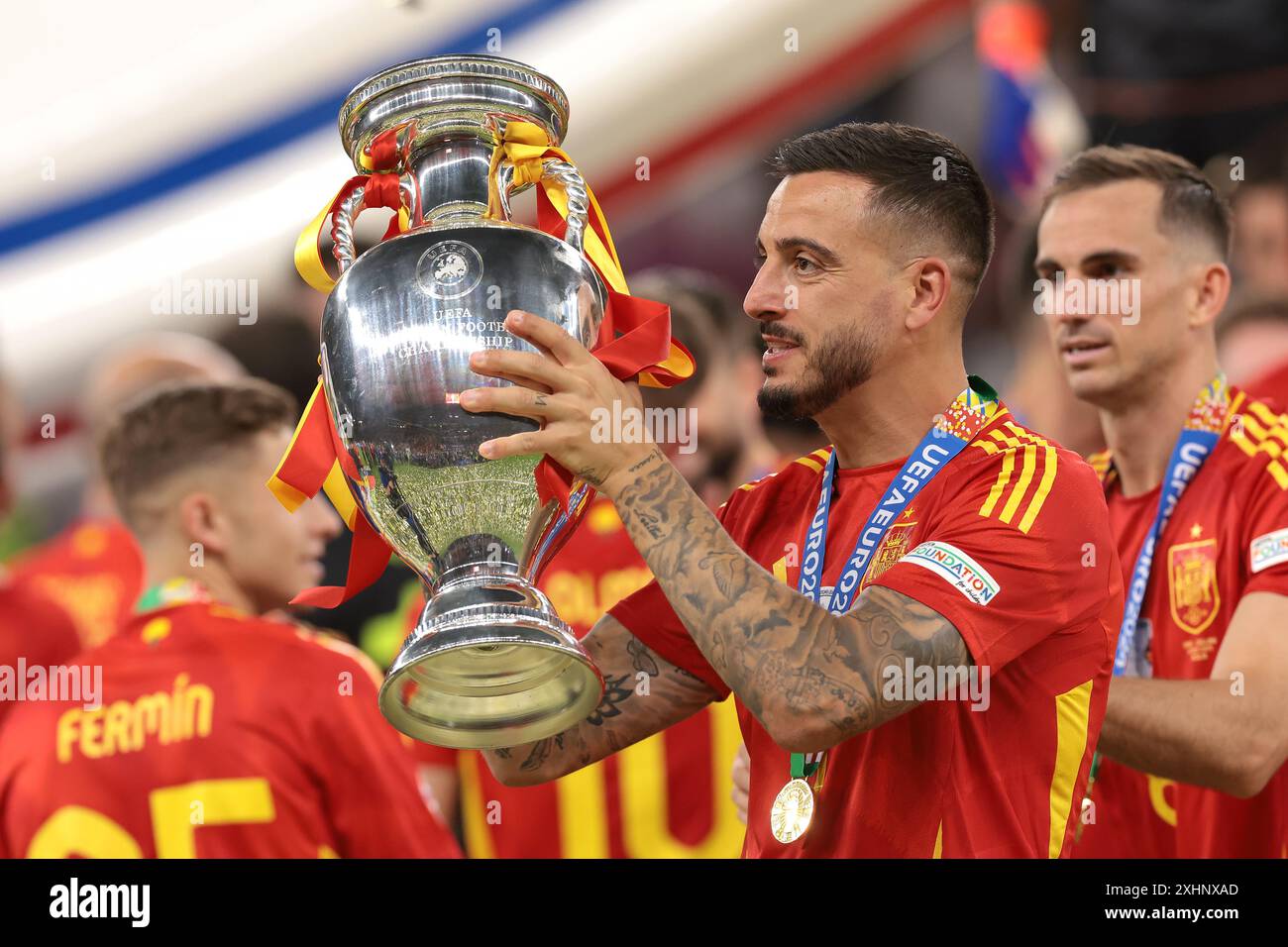 Berlin, Germany. 14th July, 2024. Joselu of Spain celebrates with the ...