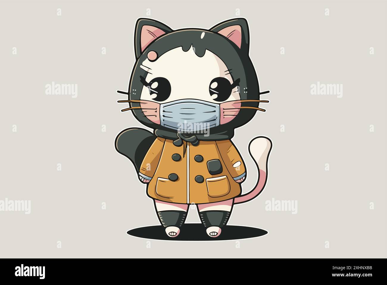 Cat wearing a face mask vector illustration Stock Vector Image & Art ...