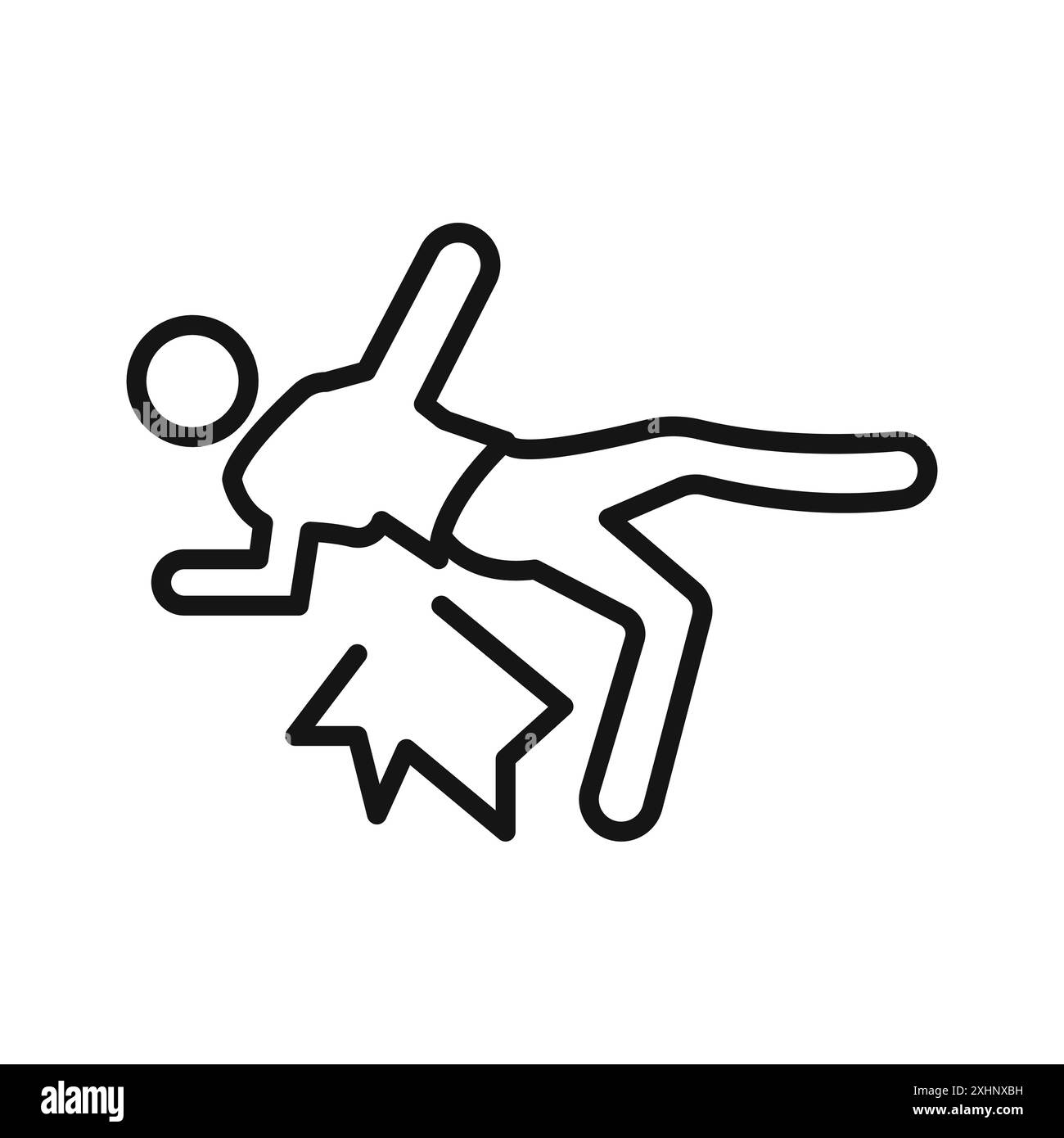 fall accident icon Black line art vector in black and white outline set ...