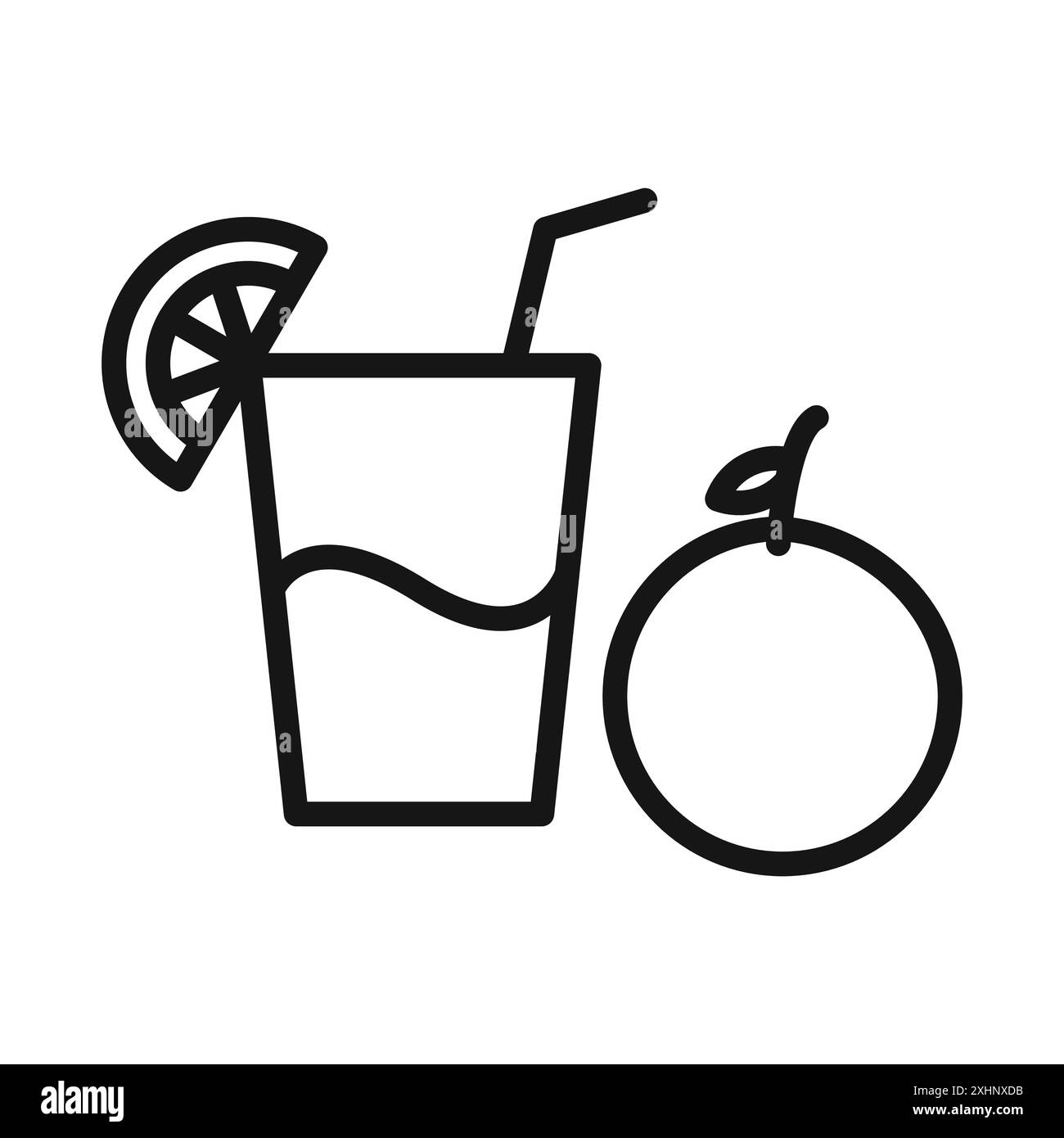 Fruit juice icon Black line art vector in black and white outline set ...