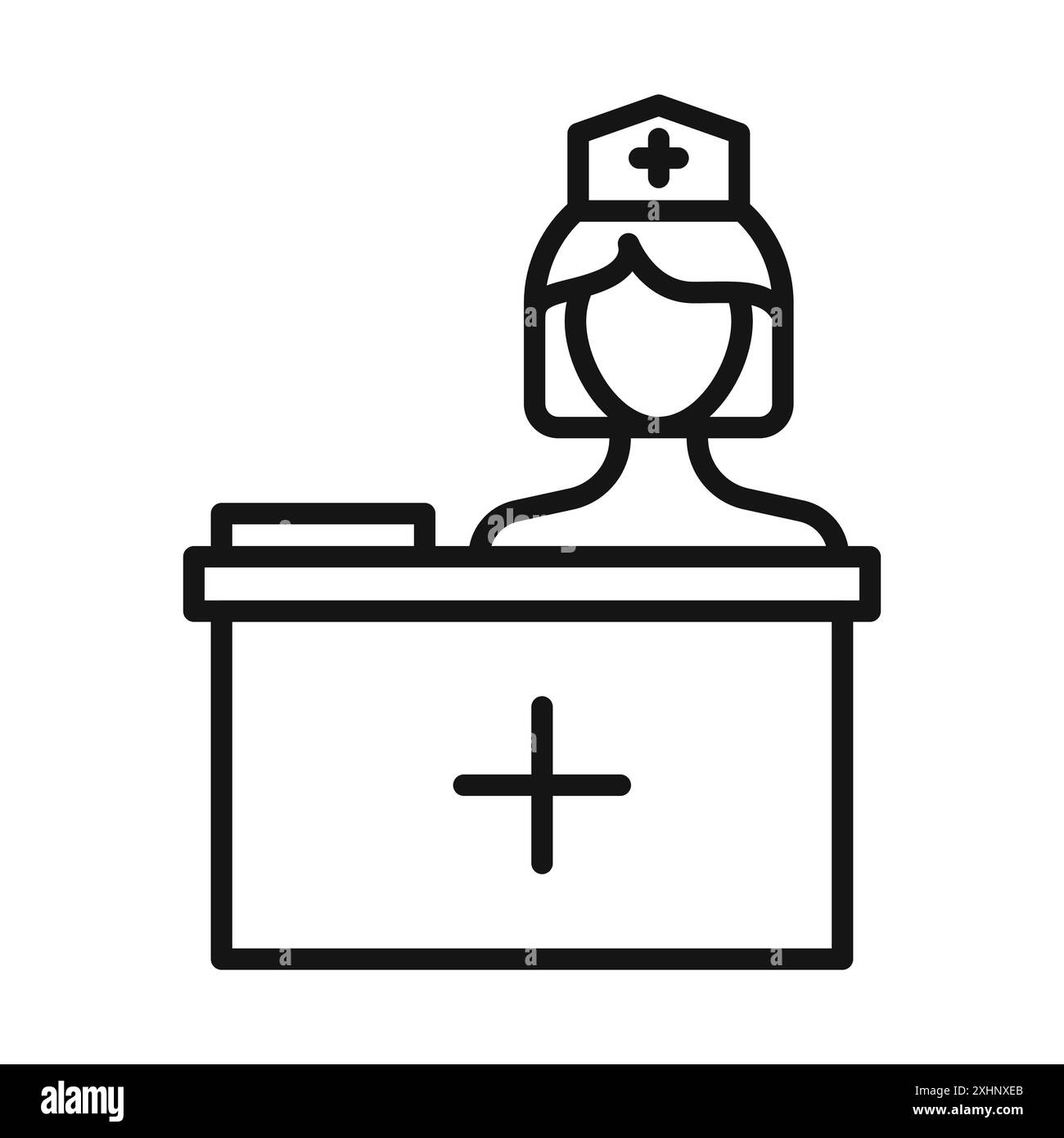 Hospital receptionist icon Black line art vector in black and white ...