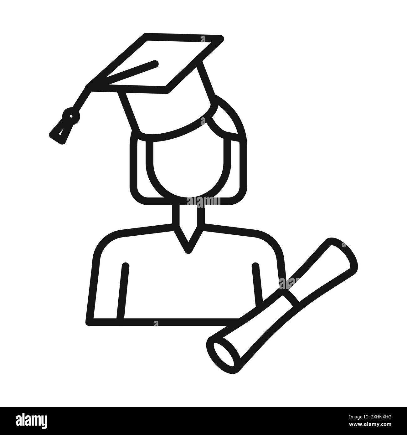 Graduation icon Black line art vector in black and white outline set ...
