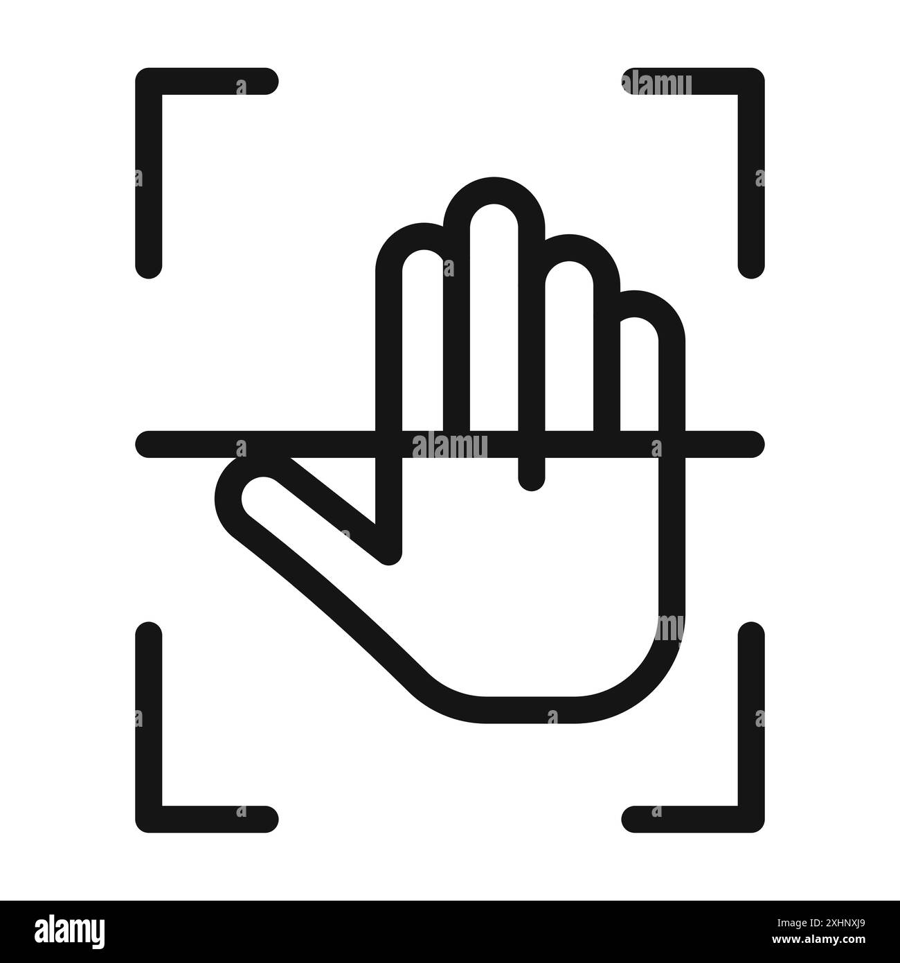 Hand scan icon Black line art vector in black and white outline set ...