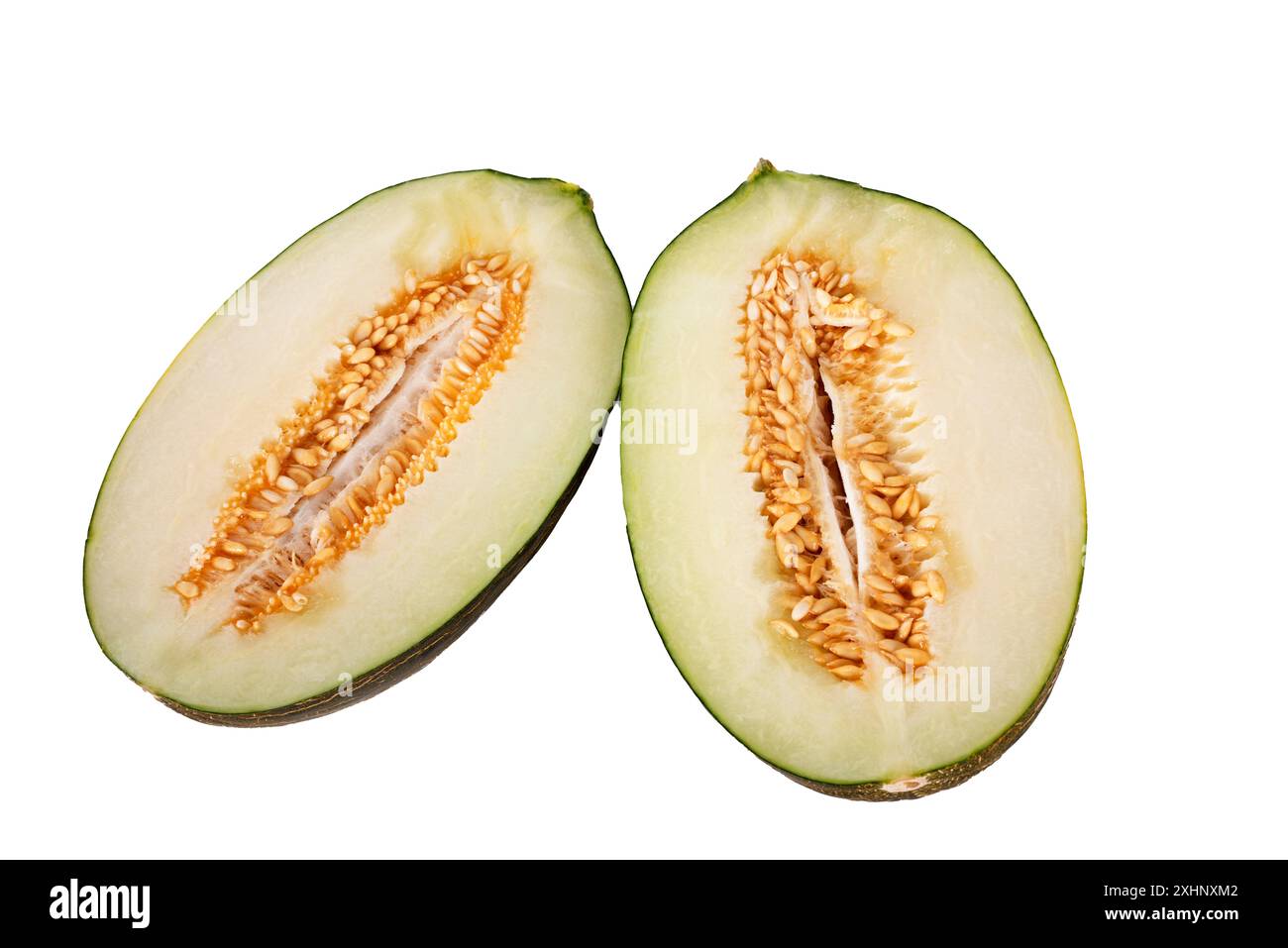 Santa Claus melon in front of white background Stock Photo - Alamy