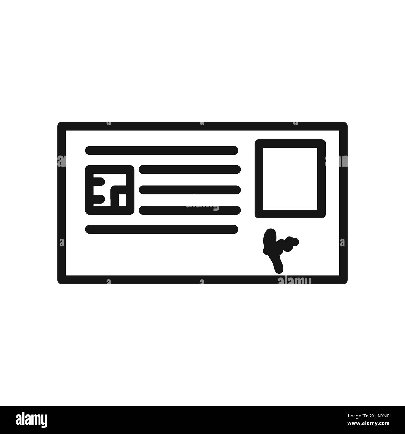 Id card icon Black line art vector in black and white outline set collection sign Stock Vector ...