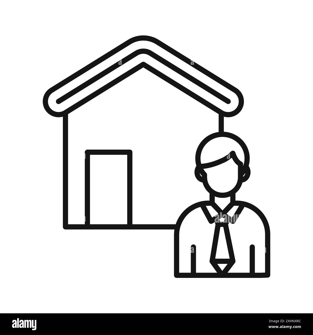 Home realtor icon Black line art vector in black and white outline set ...