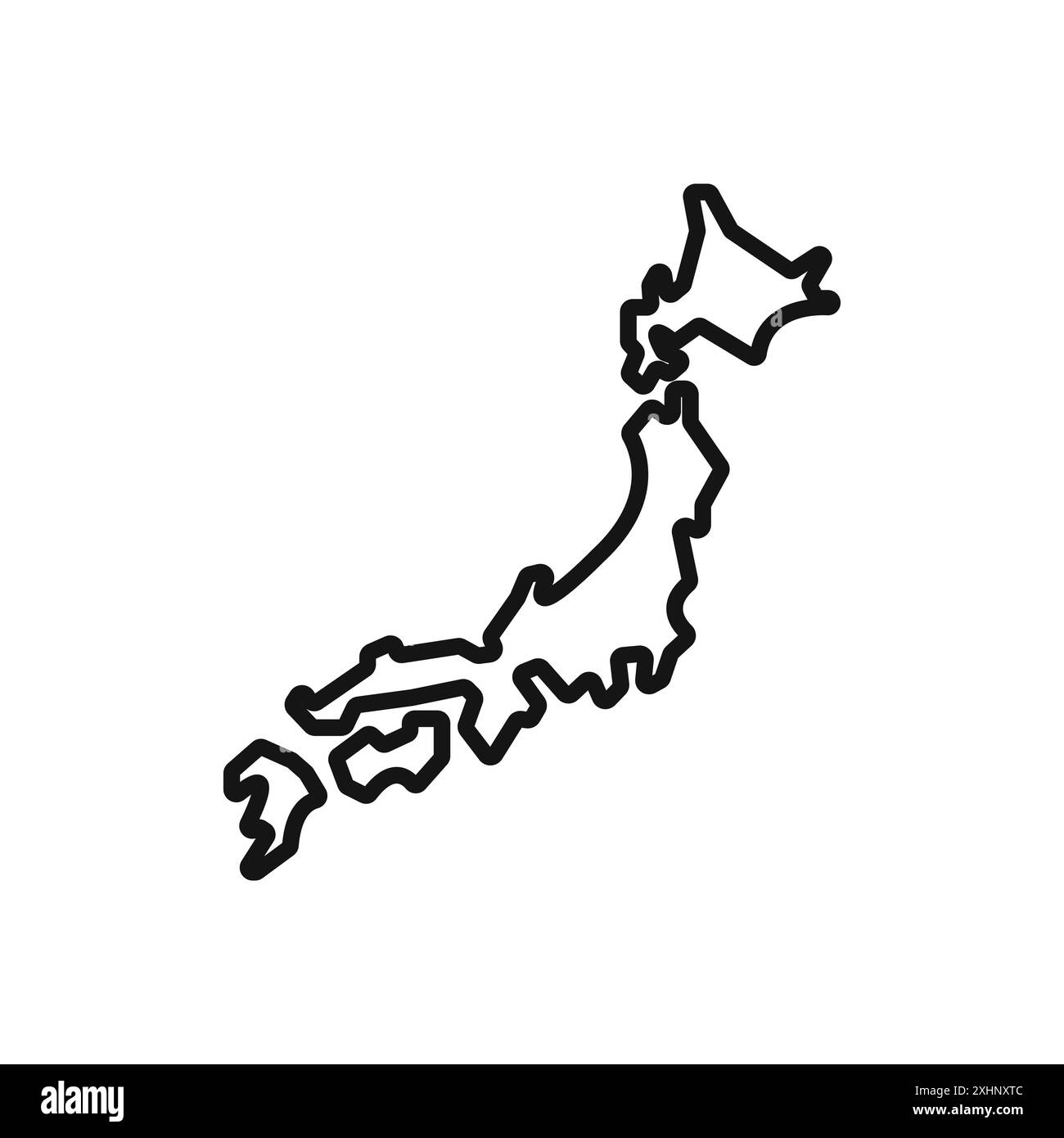 Japan map icon Black line art vector in black and white outline set ...