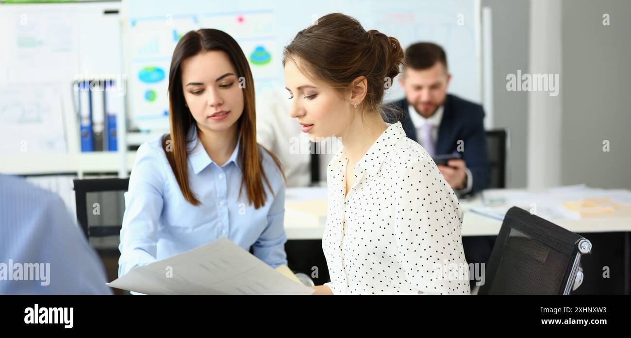 Businesswomen working together at company office, teamwork and ...