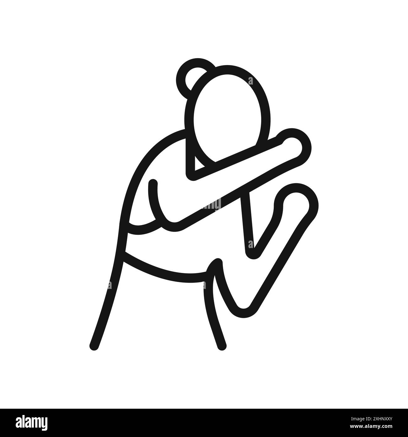 Boxer Woman Icon Black line art vector in black and white outline set ...