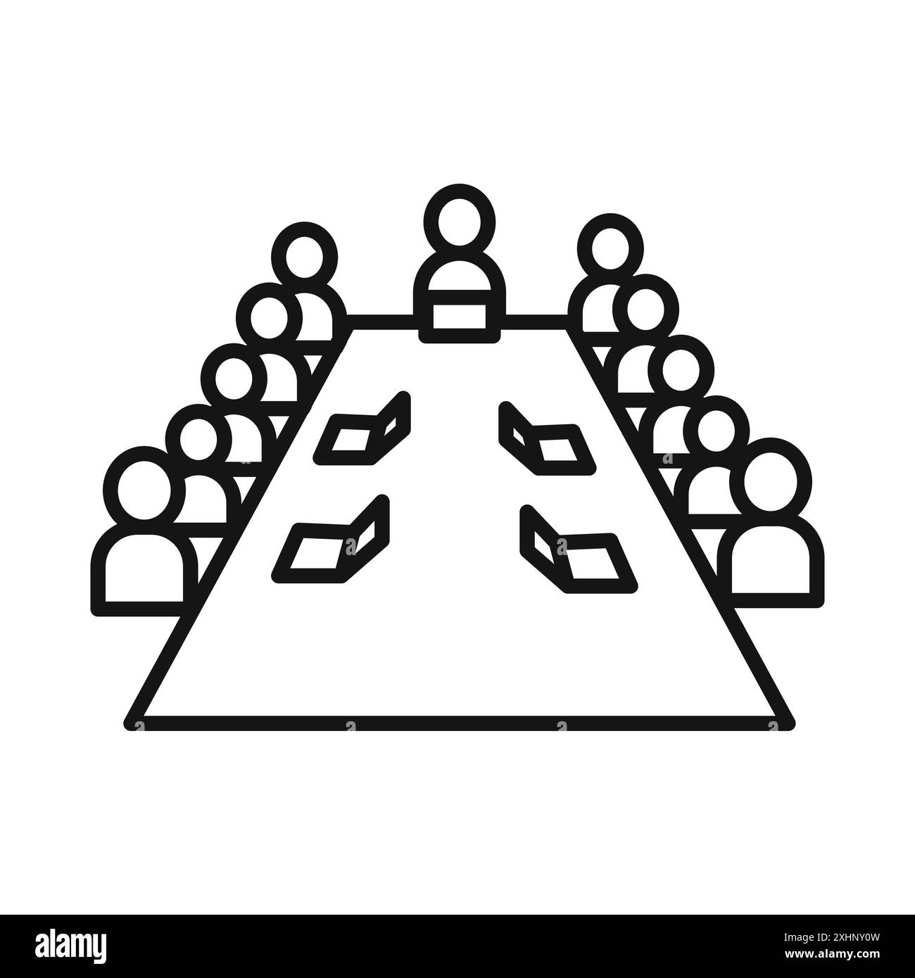 Business meeting icon Black line art vector in black and white outline set collection sign Stock ...