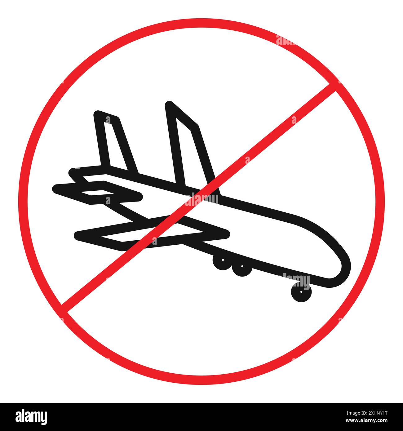 no flight or fly zone icon Black line art vector in black and white ...