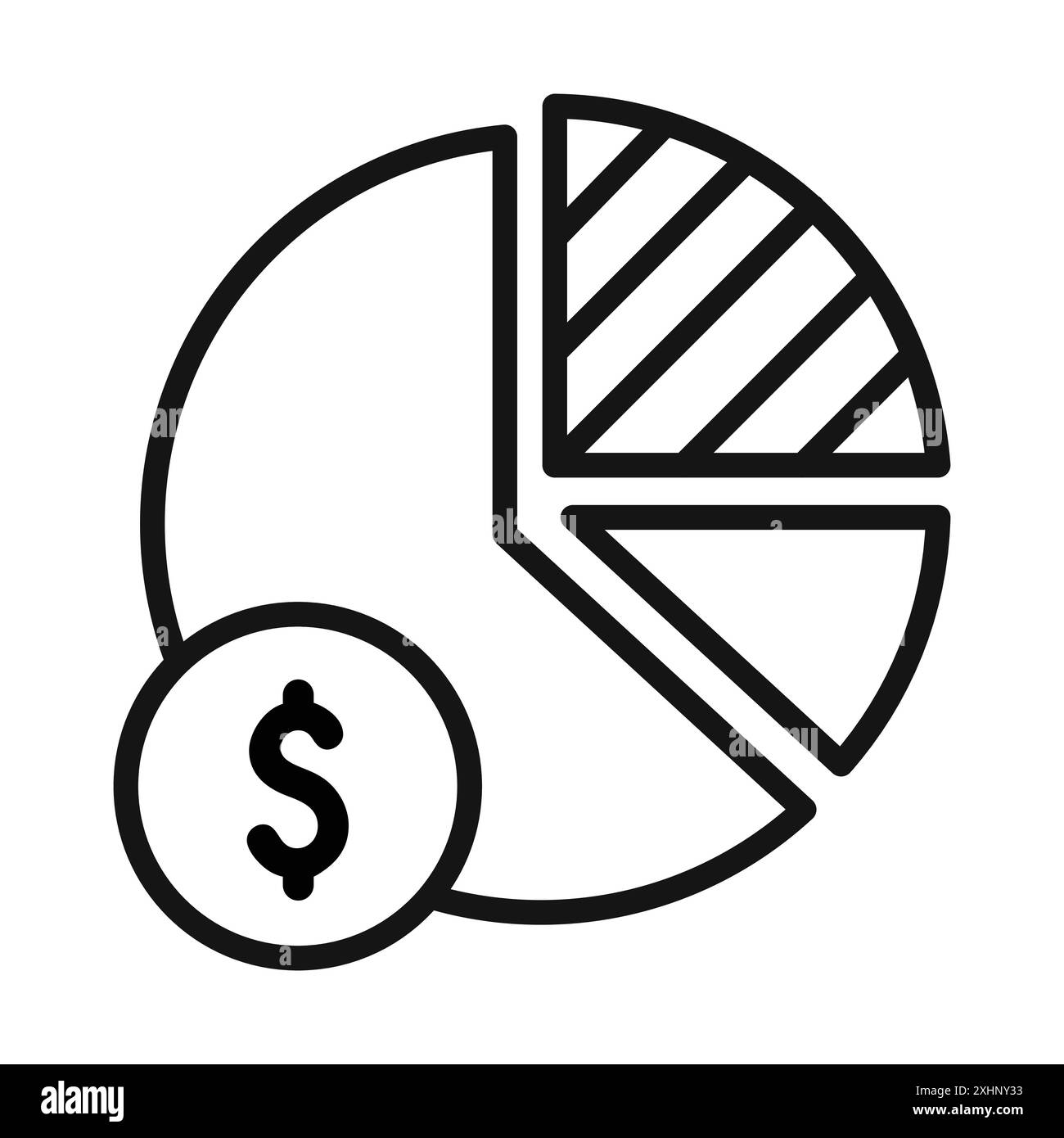 Market share icon Black line art vector in black and white outline set ...