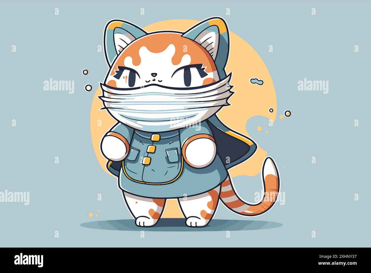 Cat wearing a face mask vector illustration Stock Vector Image & Art ...
