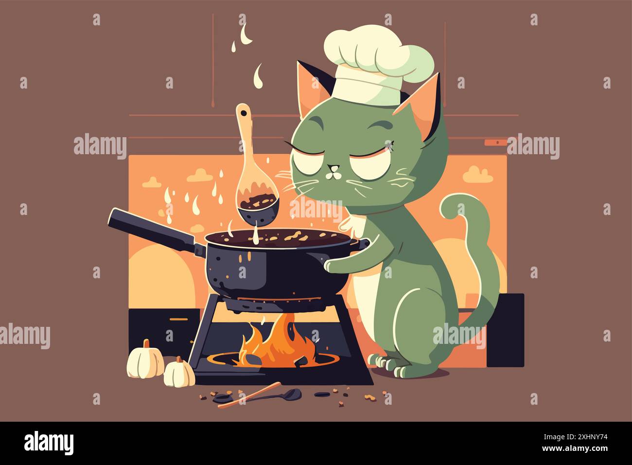 Cat Cooking vector illustration Stock Vector Image & Art - Alamy