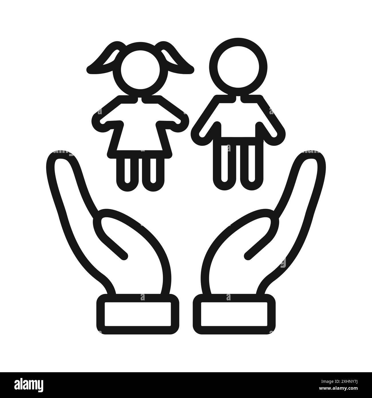 child protect icon Black line art vector in black and white outline set ...