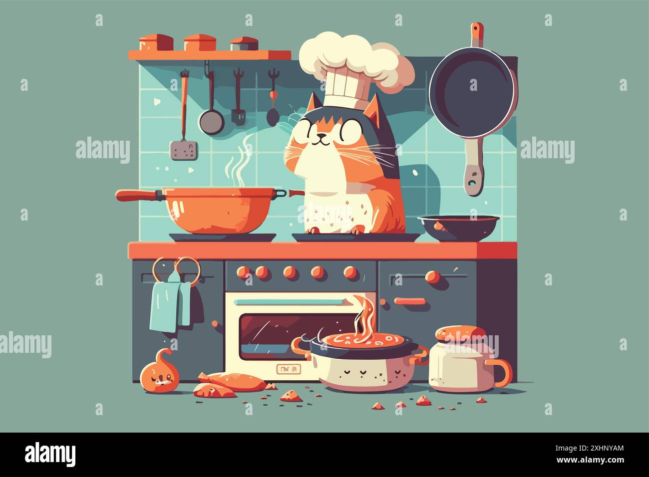 Cat Cooking vector illustration Stock Vector Image & Art - Alamy