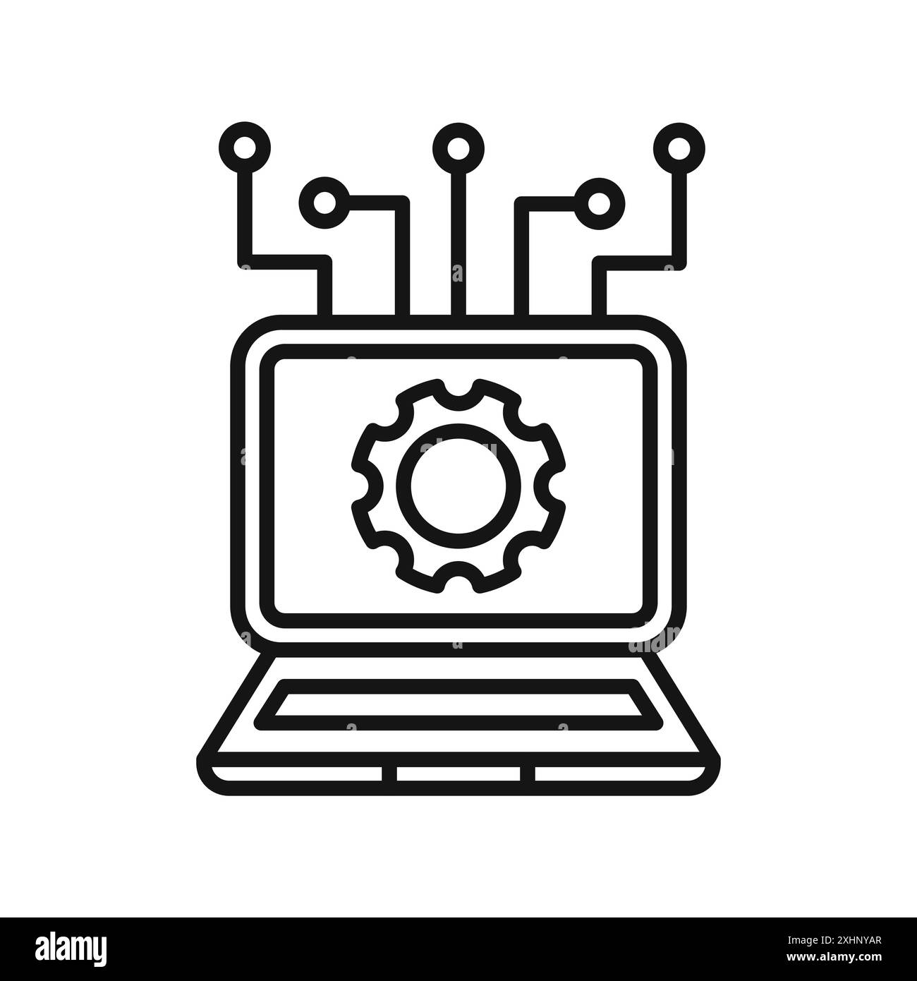Computer Technology icon Black line art vector in black and white ...