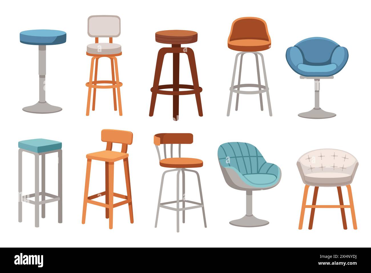 Set of different types of chairs furniture for the hall, bar and hotels ...