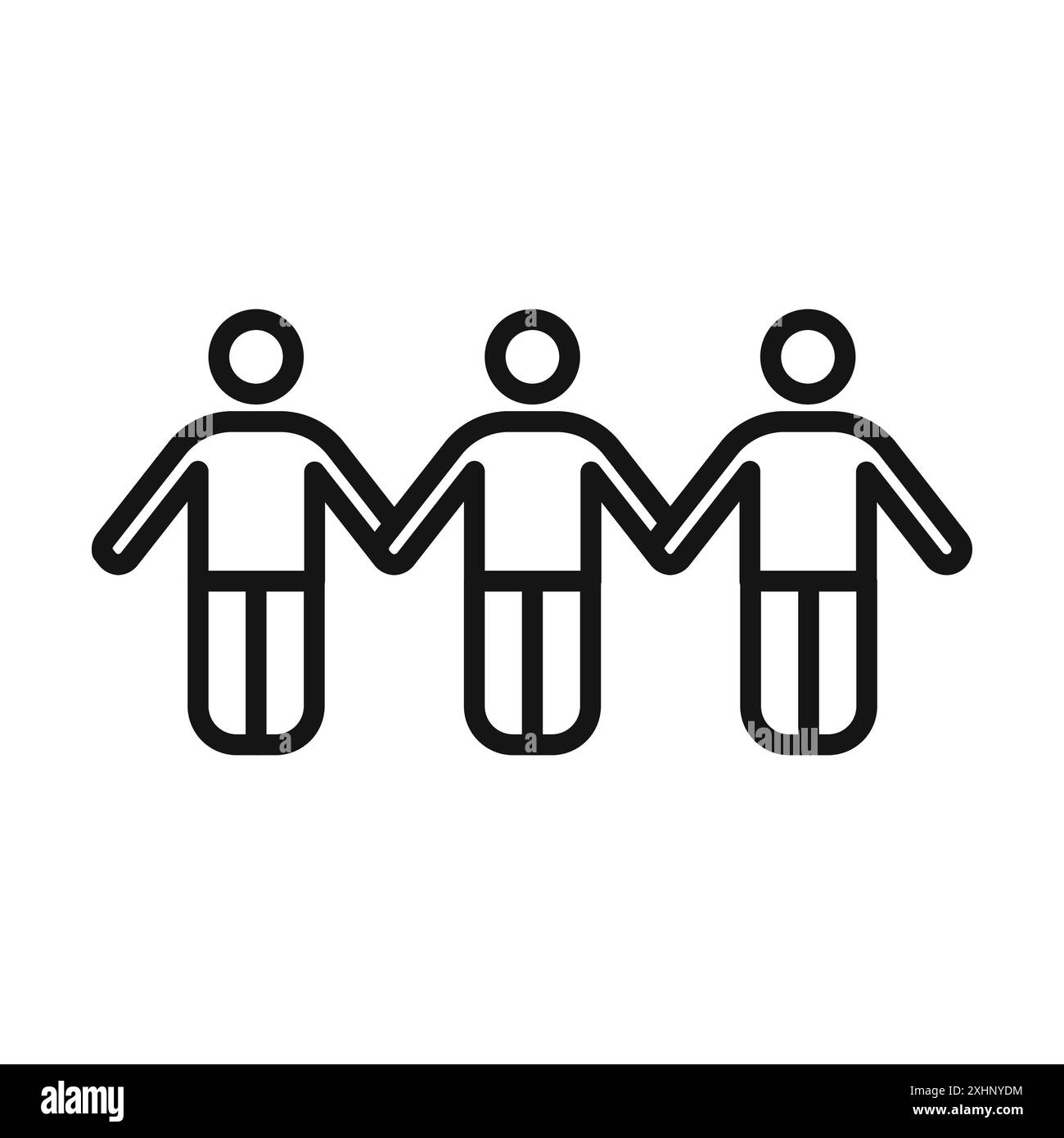 Modern teamwork icon Black line art vector in black and white outline set collection sign Stock ...