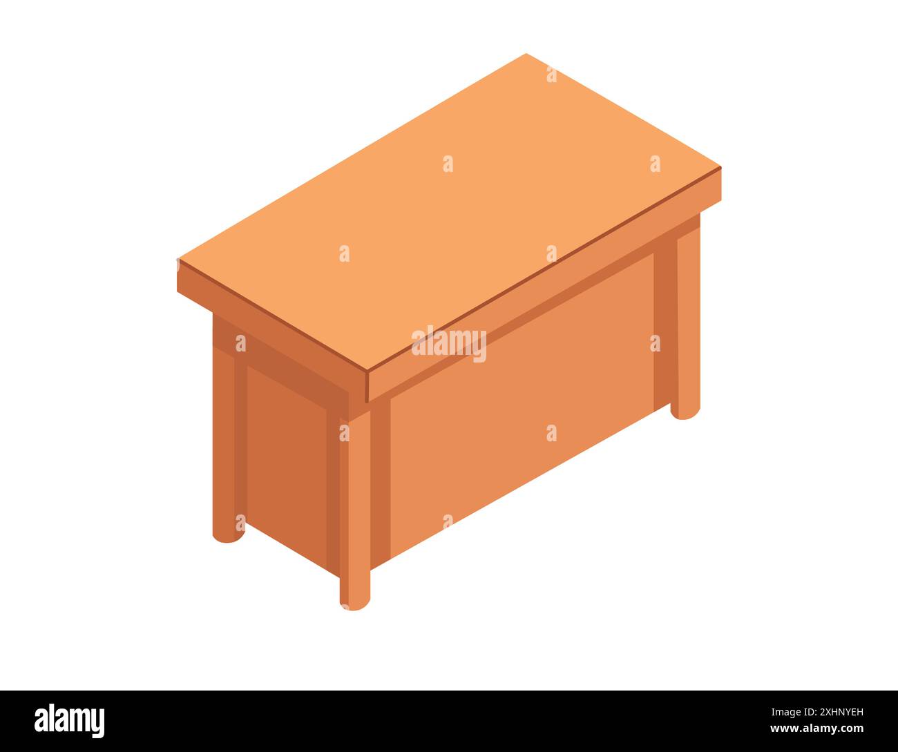 Classic wooden office boss desk. Isometric cartoon style furniture for ...