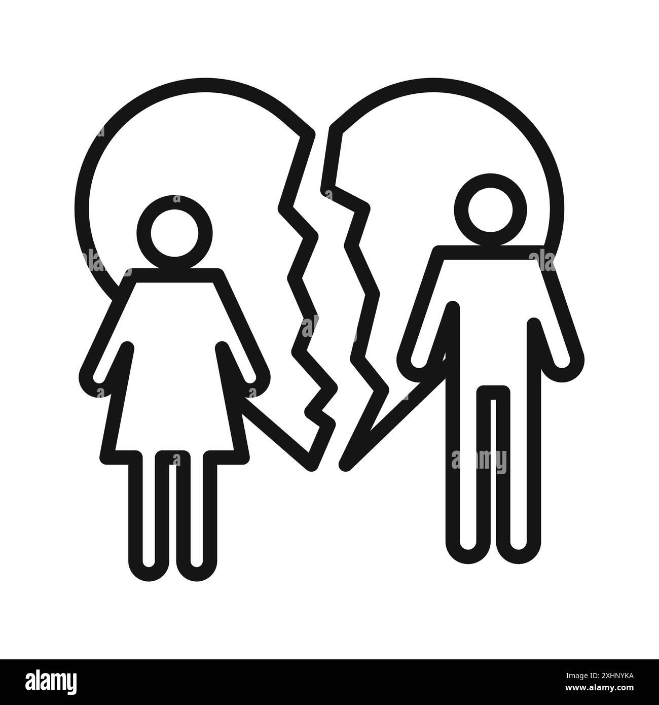 Divorce icon Black line art vector in black and white outline set collection sign Stock Vector ...