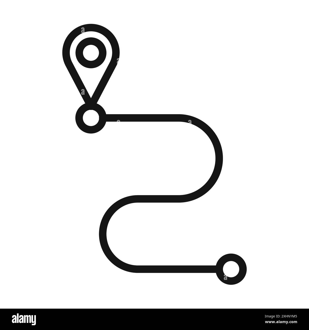 navigation route icon Black line art vector in black and white outline ...