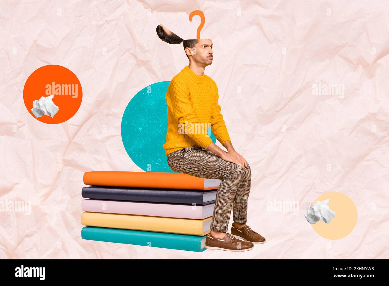 Sketch image trend photo collage of book pile stack library education ...